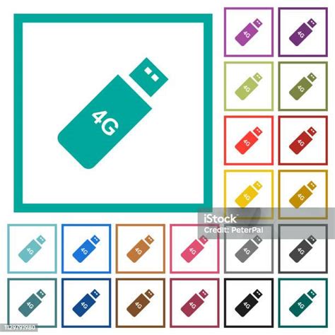 4 세대 모바일 스틱 사분면 프레임 플랫 컬러 아이콘 0명에 대한 스톡 벡터 아트 및 기타 이미지 0명 Usb 메모리 Usb 케이블 Istock