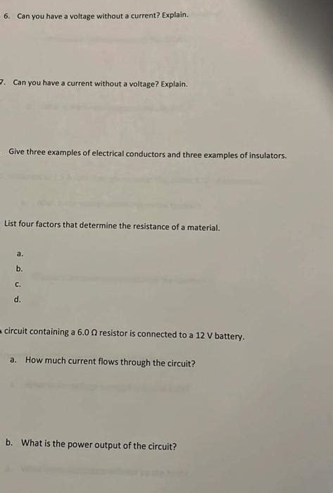 Solved Can You Have A Voltage Without A Current Explain Chegg