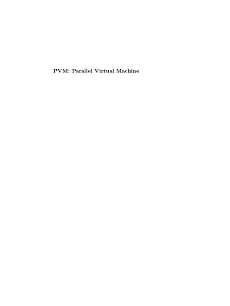 Pvm Parallel Virtualmachine Pdf