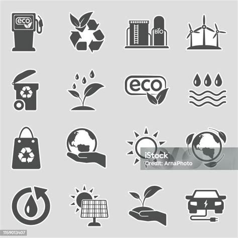 생태 아이콘입니다 세트 2 스티커 디자인 벡터 일러스트레이션 재활용 기호에 대한 스톡 벡터 아트 및 기타 이미지 재활용 기호 0명 가방 Istock