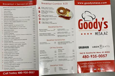 Menu At Goodys Restaurant Mesa