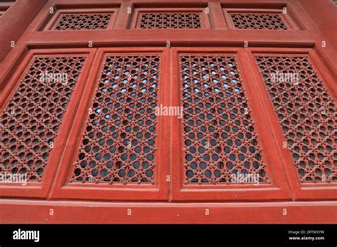Wooden Window Lattice In The Palace Beijing Stock Photo Alamy