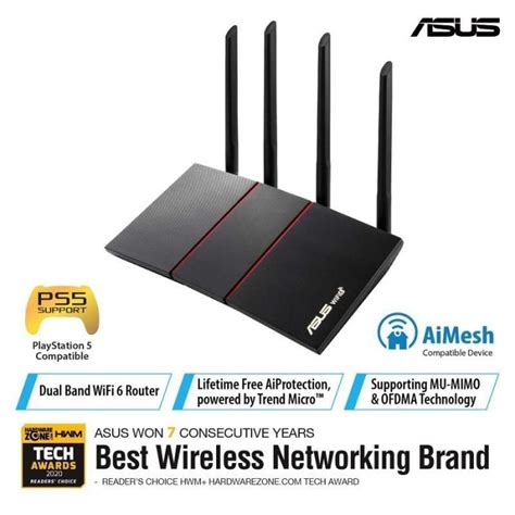 Jual ASUS RT AX55 Dual Band WiFi 6 AX1800 Wireless Router With AiMesh Di Seller GOLDEN CASUARINA
