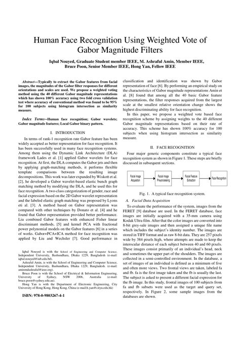 Pdf Face Recognition Accuracy Of Gabor Phase Representations At