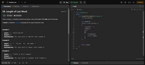 Day 17 Of 100daysofcodechallenge Leetcode Problem 58 Jasmeet Singh