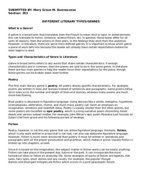 Doc Different Literary Typesgenres
