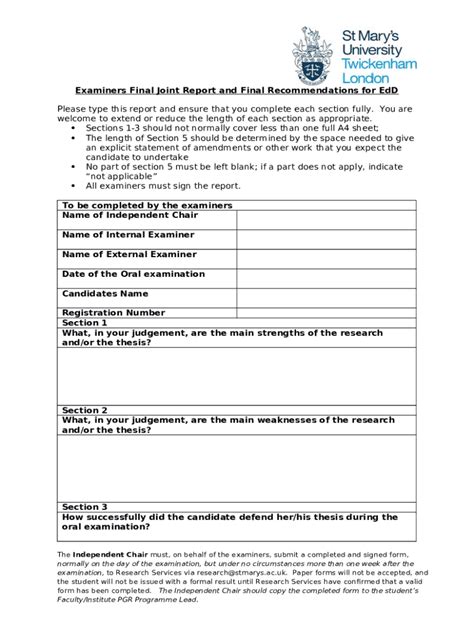 Examiners Final Joint Report And Final Recommendations Edd Examiners