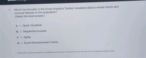 1 Which Functionality In The Excel Analytics StudyX