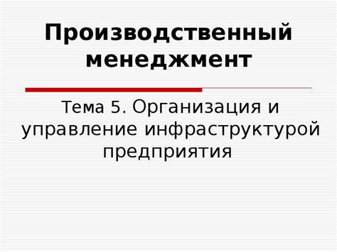 Организация и управление инфраструктурой предприятия Тема 5
