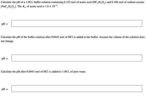 Solved Calculate The Ph Of A 100 L Buffer Solution