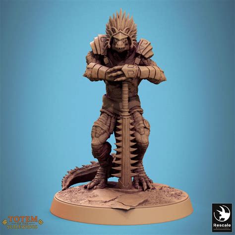 Lizard Grimscale Guard Lizardfolk Guardian Miniature For Dnd Dsa