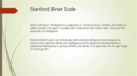 Stanford Binet Intelligence Scale Pptx