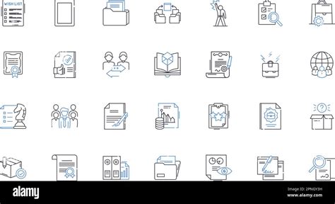 Paper Management Line Icons Collection Organization Archiving Workflow Filing Efficiency