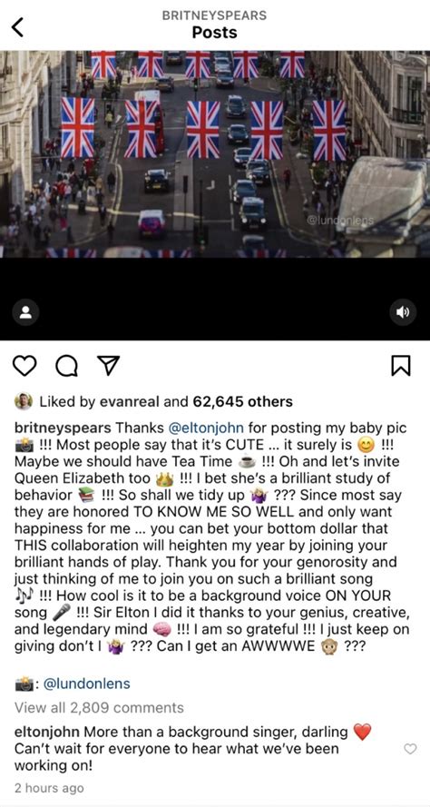 Britney Spears Deletes Instagram After Thanking Elton John For Song