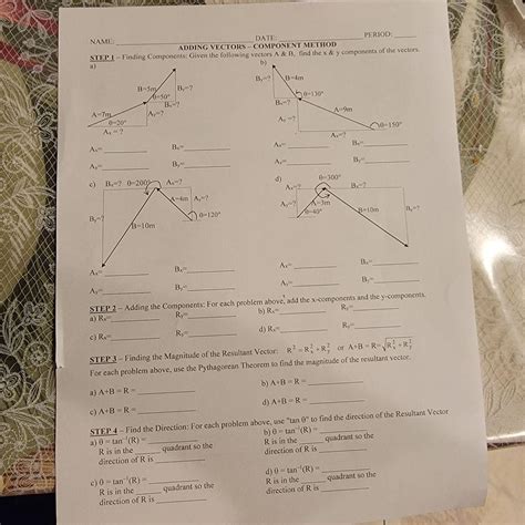 Solved Adding Vectors Component Method Step 1 Finding