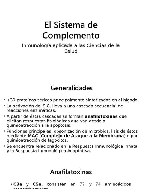 El Sistema De Complemento Pdf Sistema Complementario Biología Molecular