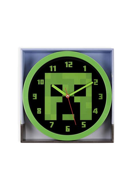 Minecraft Green And Black Wall Clock Matalan