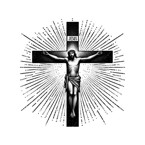 Premium Vector A Black And White Drawing Of Jesus On A Cross