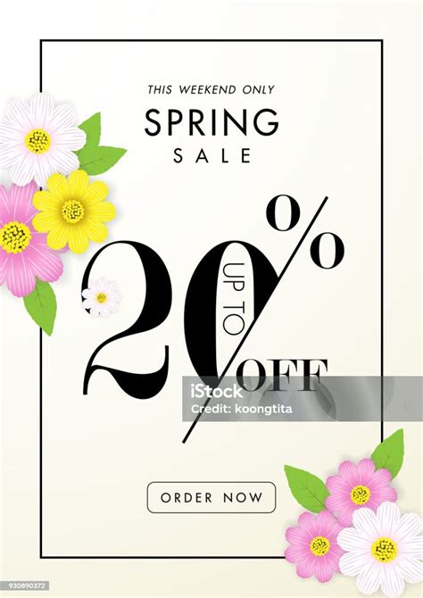 봄 아름 다운 꽃 오프 20 벡터 일러스트 레이 션 템플릿 배너 판매 배경 벽지 초대장 포스터 브로셔 쿠폰 할인 개성 개념에 대한 스톡 벡터 아트 및 기타 이미지 Istock