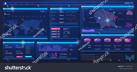 데스크탑의 부동 주식 시장 차트 Ui 스톡 벡터로열티 프리 1725421252