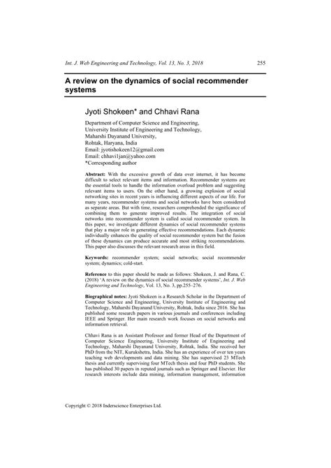 Pdf A Review On The Dynamics Of Social Recommender Systems