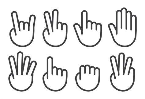 Hand Gestures Linear Icon Set Hand Geometric Style Icon Hand Sign Language Icon Vector