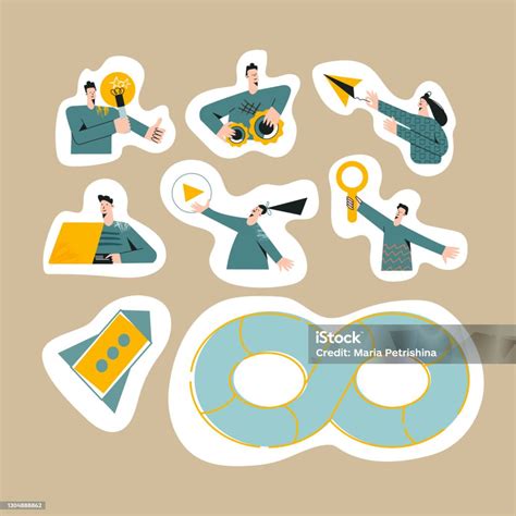 소프트웨어 프로젝트에서 공동 작업하는 프로그래머 웹 개발자 디자이너팀을 원격 개발자 로 구성합니다 플랫 벡터 캐릭터 모던 일러스트의 스티커 기술에 대한 스톡 벡터 아트 및