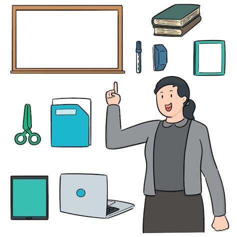 Premium Vector Vector Set Of Teacher And Teaching Equipment