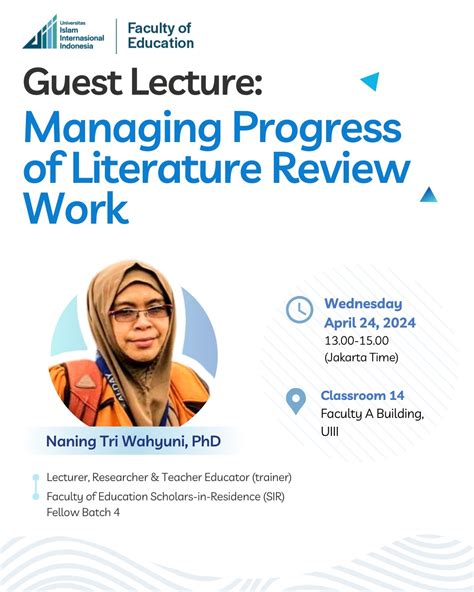 Guest Lecture Managing Progress Of Literature Review Work Faculty Of Education