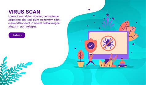 캐릭터와 바이러스 스캔 일러스트 개념입니다 배너 프레젠테이션 소셜 미디어 포스터 광고 및 프로 모션에 대 한 템플릿 개념에 대한