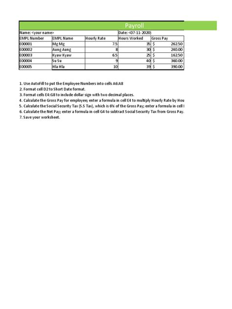 Excel Exercise 7 9 Pdf Payroll Payments