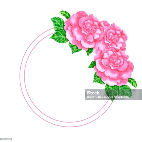 손으로 그린 수채화 분홍색 진달래 프레임 테두리가 흰색 배경에 분리되어 있다 초대장 엽서 포스터 장식 및 기타 인쇄물에 사용할 수 있습니다 0명에 대한 스톡 벡터 아트 및