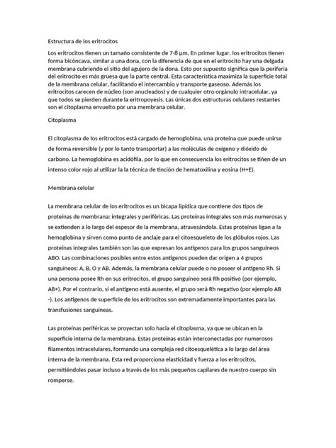 Estructura De Los Eritrocitos Pdf Glóbulo Rojo Sangre Estructura De Los Eritrocitos Pdf Glóbulo Rojo Sangre