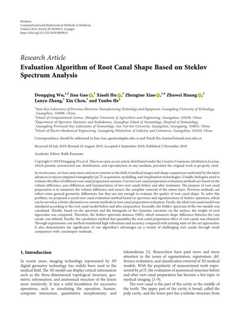 pdf evaluation algorithm of root canal shape based on steklov