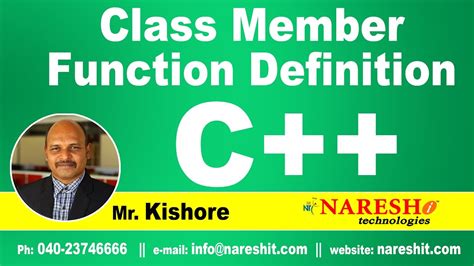 Class Member Function Definition C Tutorial Mr Kishore Youtube