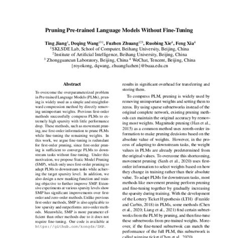 Pruning Pre Trained Language Models Without Fine Tuning Acl Anthology