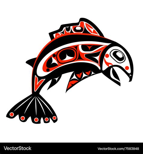 Native Salmon Symbol Royalty Free Vector Vectorstock