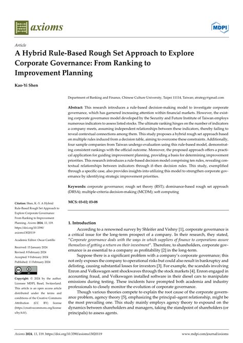 Pdf A Hybrid Rule Based Rough Set Approach To Explore Corporate Governance From Ranking To