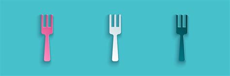 파란색 배경에 격리된 포크 아이콘을 잘라낸 용지 칼 붙이 기호 종이 아트 스타일 벡터 그릇에 대한 스톡 벡터 아트 및 기타 이미지 그릇 그림자 금속 Istock