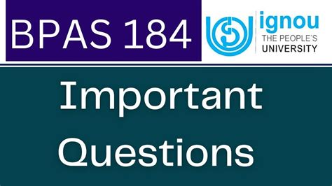 Ignou Bpas 184 Important Questions Answer। Previous Year Question Paper Youtube