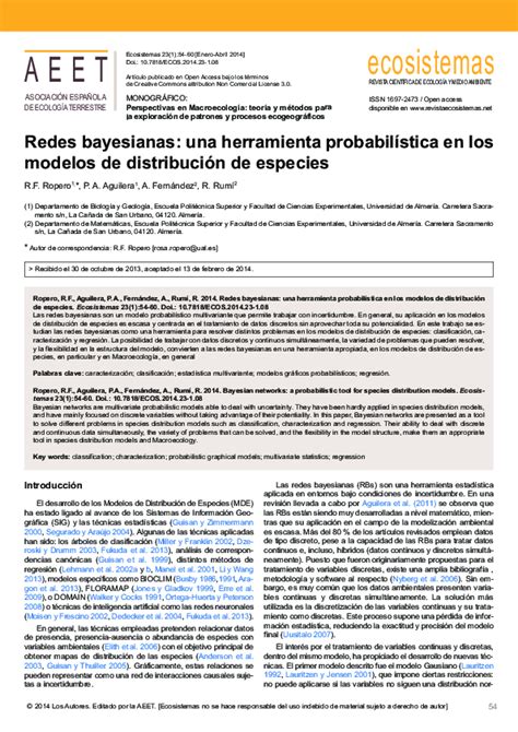 Pdf Bayesian Networks A Probabilistic Tool For Species Distribution