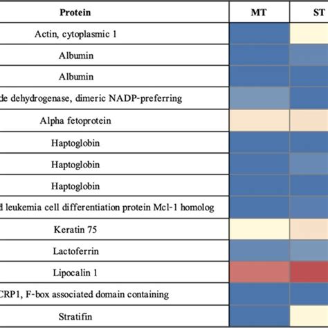Heatmap Showing The Relative Abundance Color Of 14 Candidate Proteins