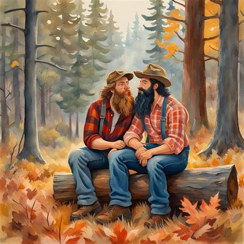 Gay Love And Lumberjacks Norman Rockwell 3 Ai Generated Artwork