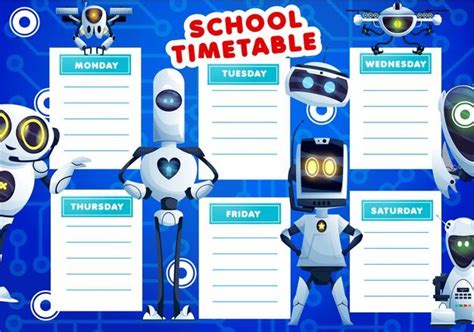 학교 시간표 템플릿 무료 벡터