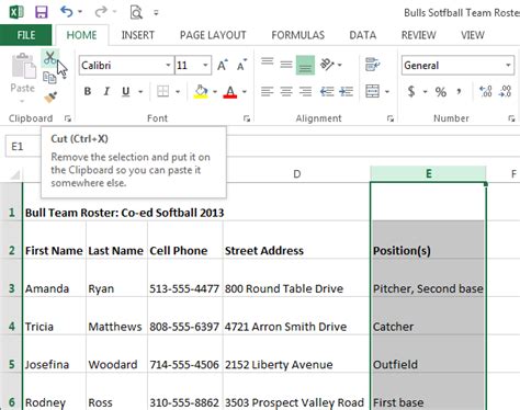 Excel 2013 Modifying Columns Rows And Cells