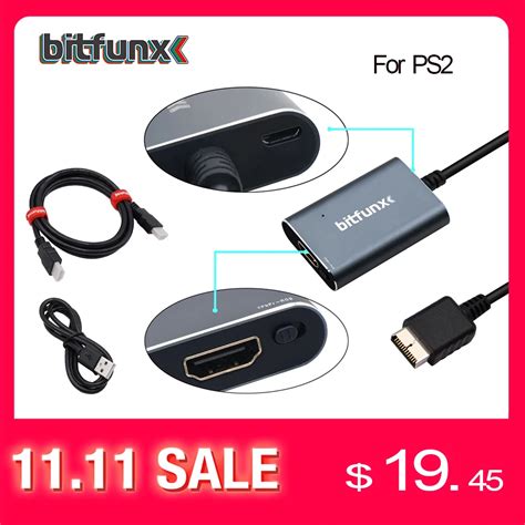 Bitfunx Hdmi Compatible Adapter Lead For Sony Ps2 Including Rgb Component Switch For Connecting