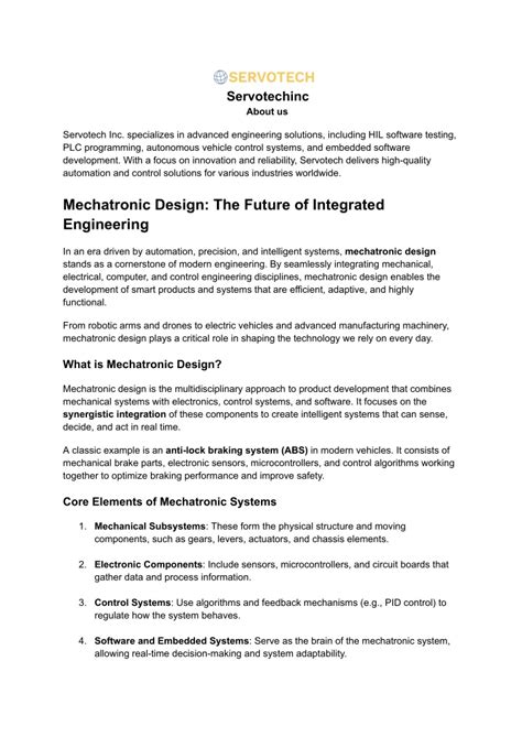 Ppt Mechatronic Design 1 Powerpoint Presentation Free Download