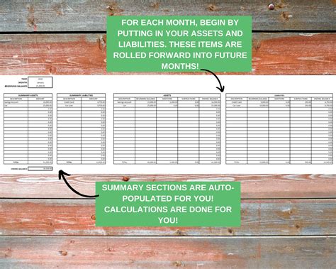 Net Worth Tracker Template Personal Wealth Spreadsheet Excel Download Download Now Etsy