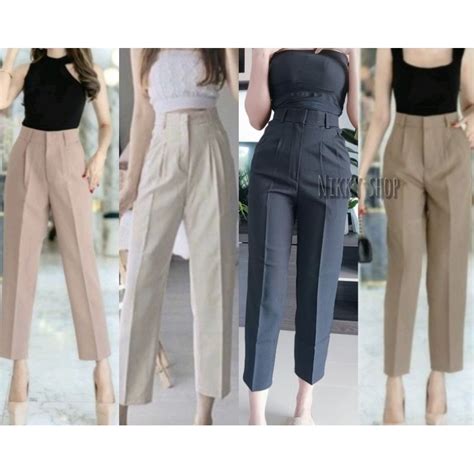 กางเกง8ส่วนทรงบอยงานสวยขายดี ผ้าไอด้า Shopee Thailand