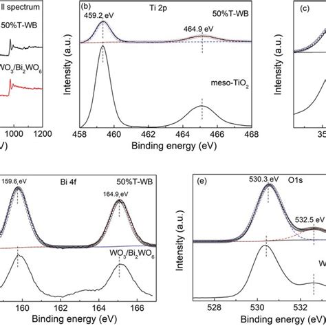 Survey Xps Spectra Of Wo3 Bi2wo6 And 50 T Wb Samples A Xps Spectra